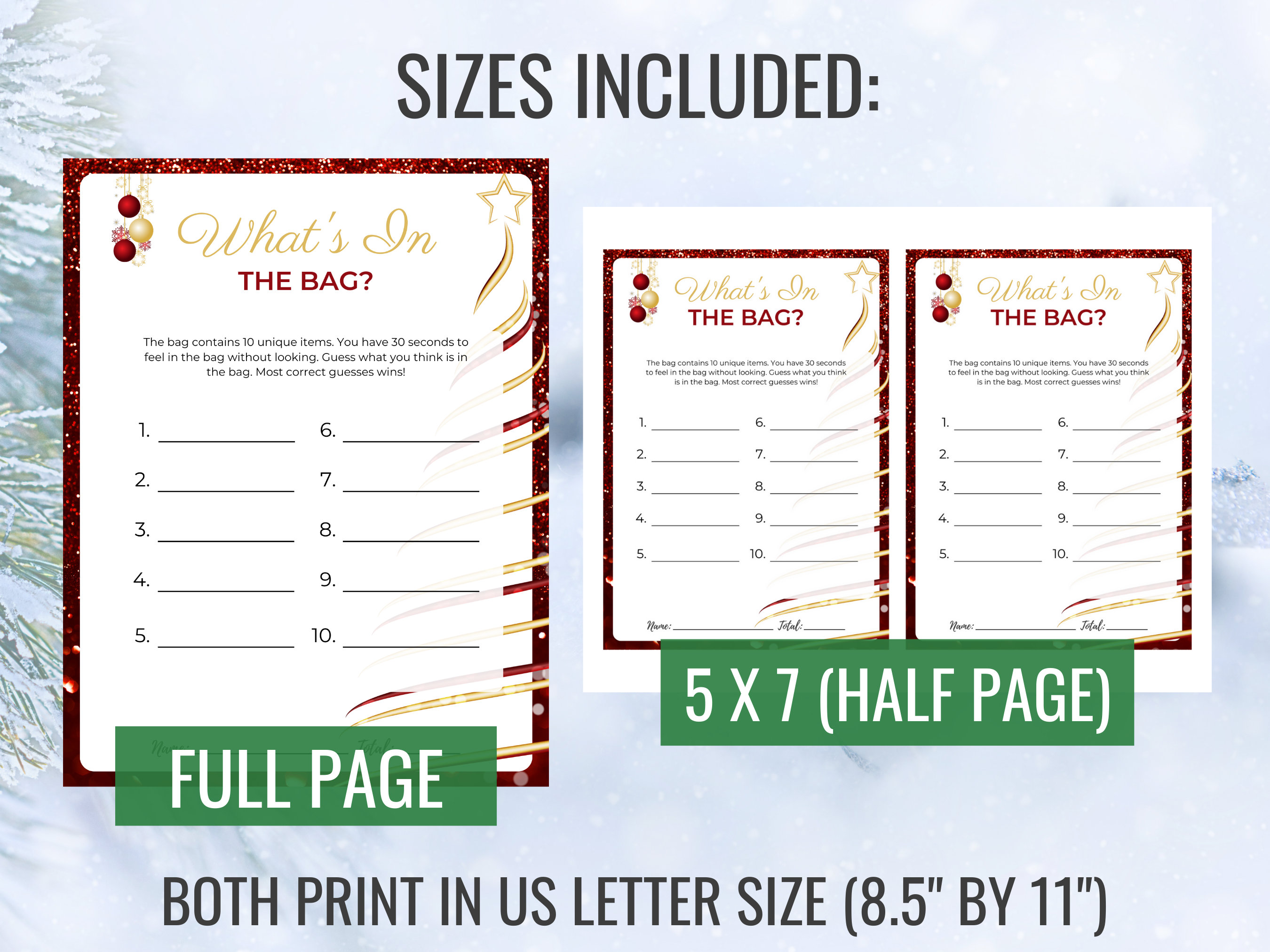 What's in the Bag Christmas Game Printable Christmas Game Christmas ...