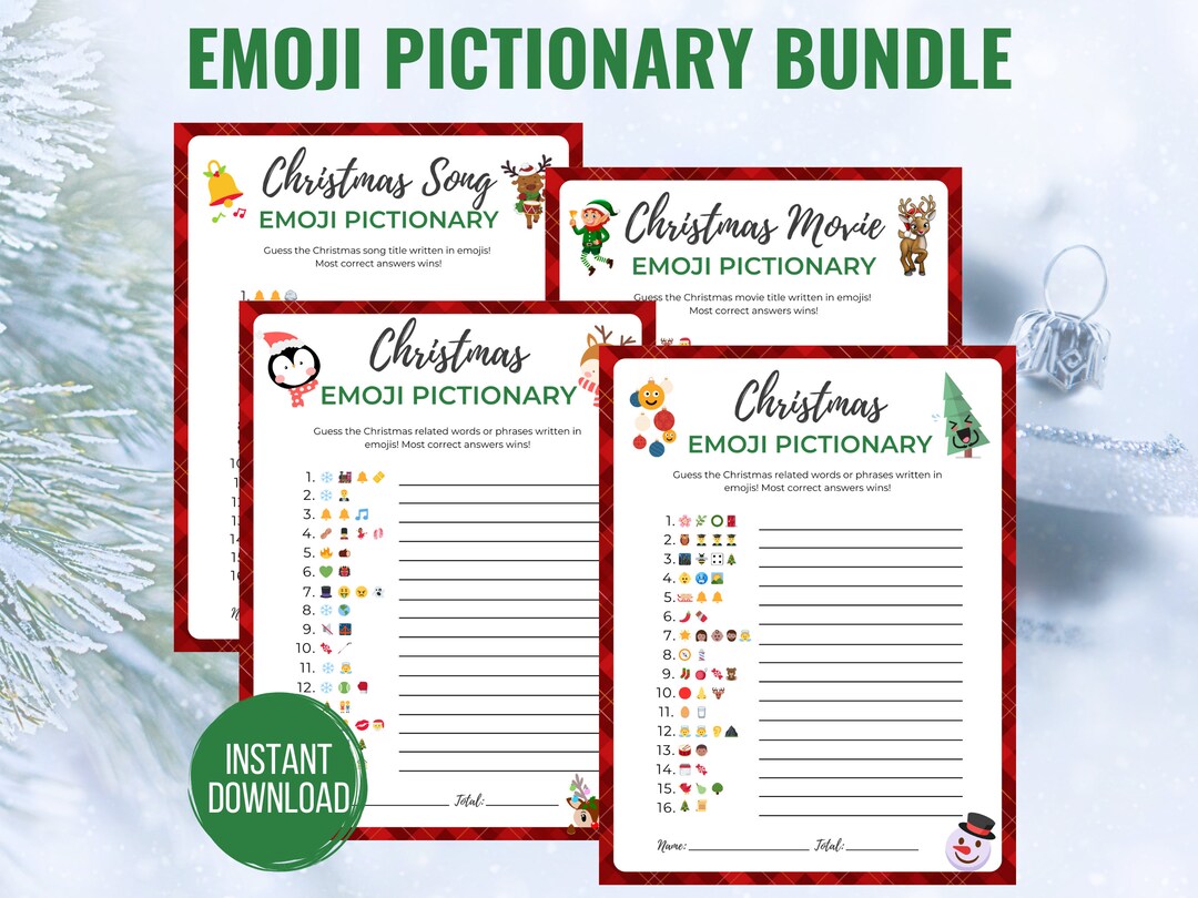 Super Fun Christmas Emoji Game Bundle 4 Emoji Pictionary Printable ...