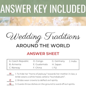Wedding Traditions Around the World Fun Bridal Shower Games Printable ...