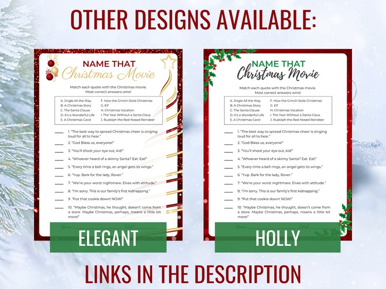 Name That Christmas Movie Game | Printable Holiday Party Activity ...
