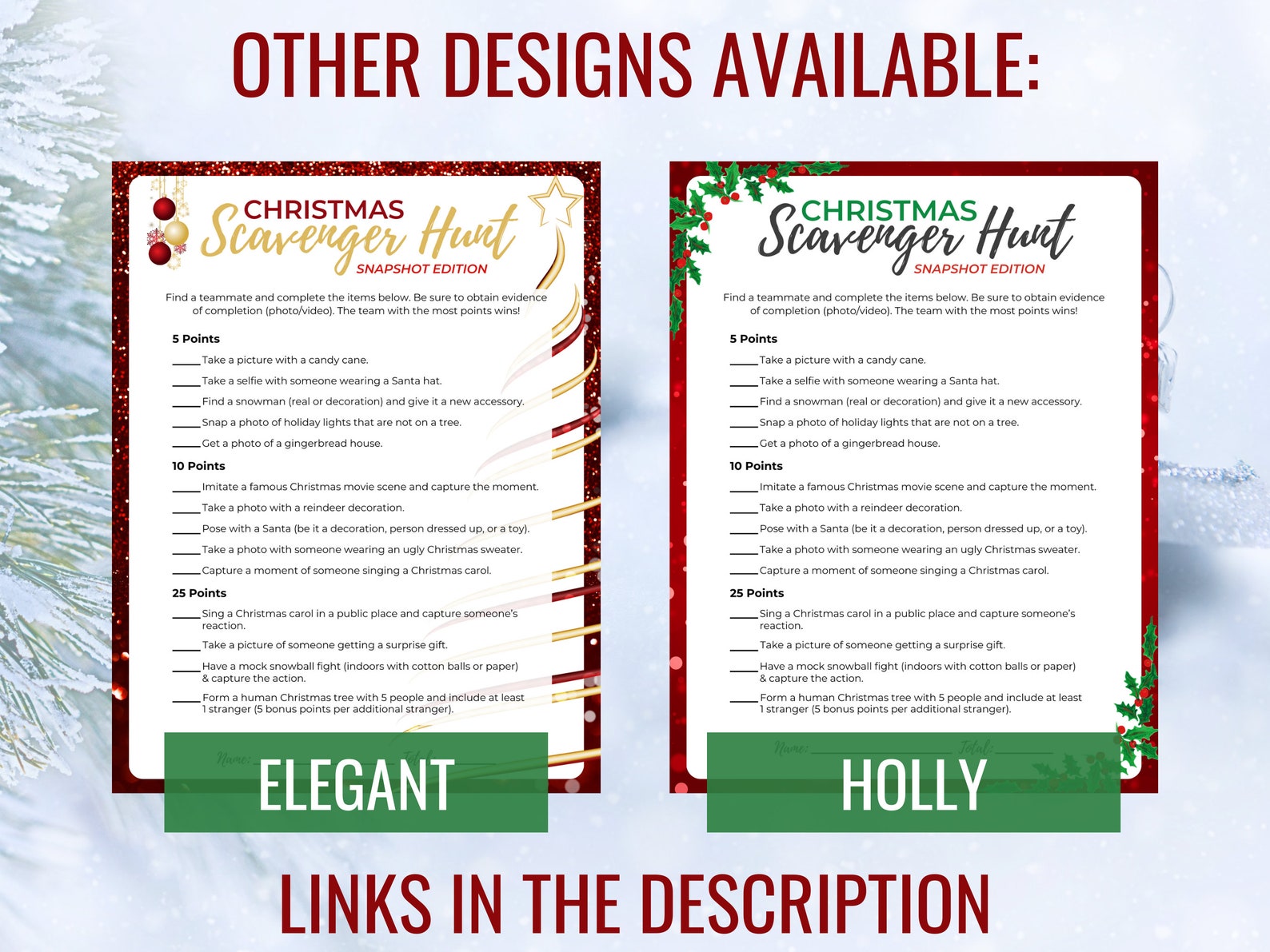 Scavenger Hunt Christmas Game Snapshot Edition | Printable Christmas ...