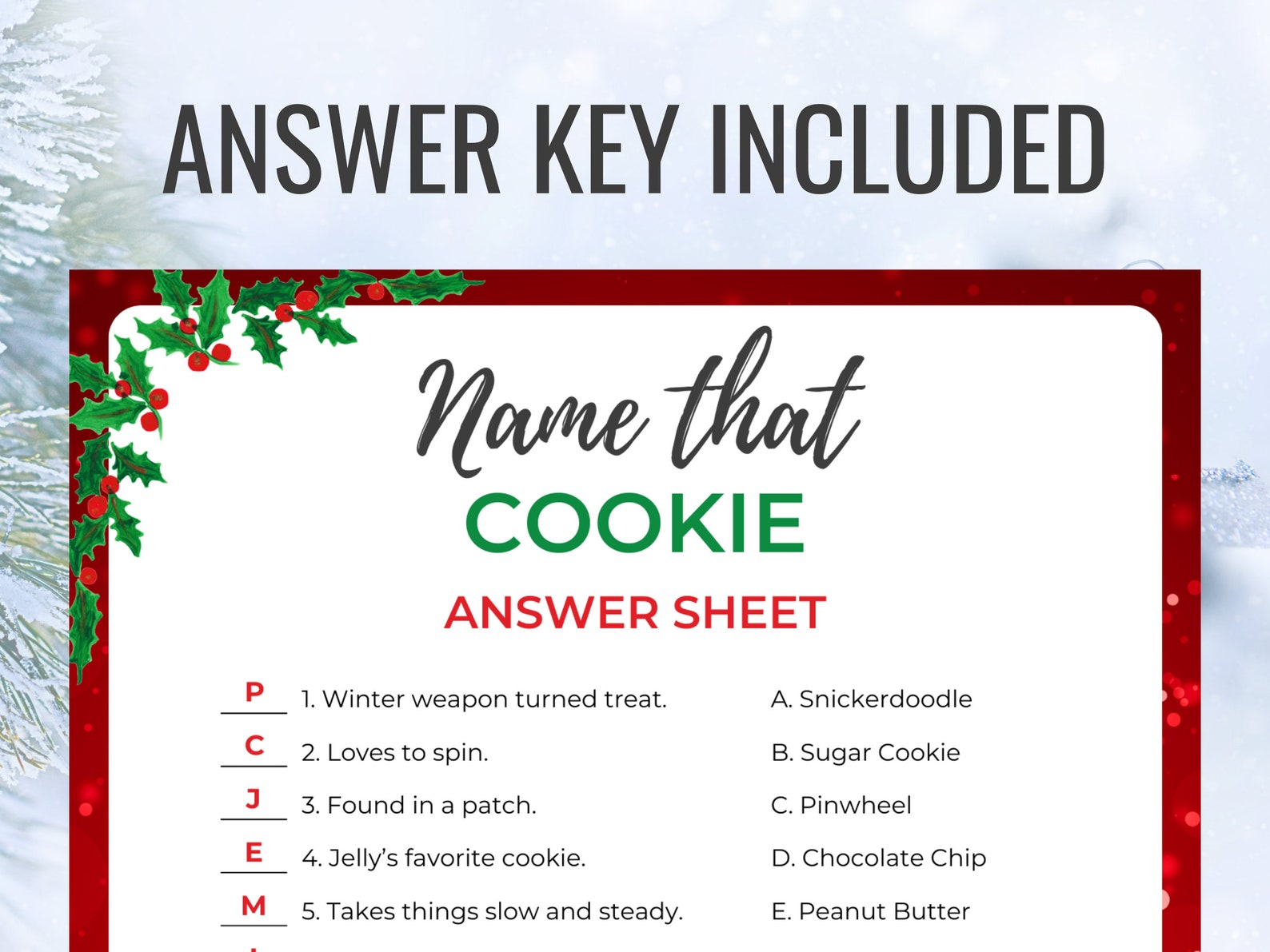Name That Cookie Christmas Game Printable Christmas Game Christmas ...