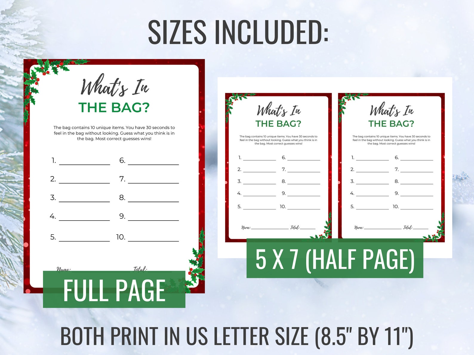 What's in the Bag Christmas Game, Printable Holiday Activity (digital ...