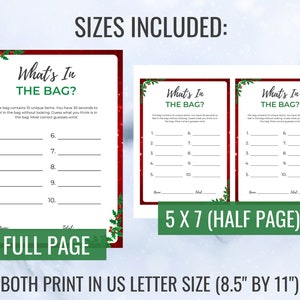 What's in the Bag Christmas Game Printable Christmas Game Christmas ...