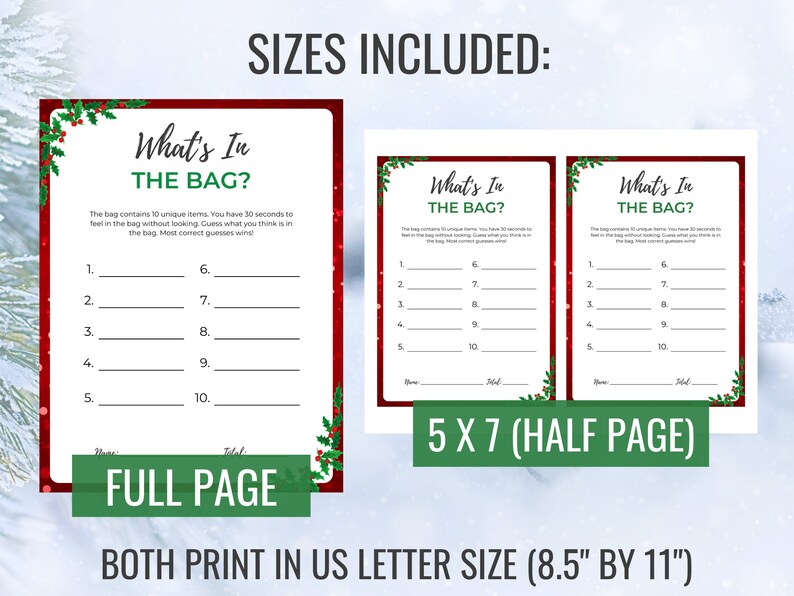 What's in the Bag Christmas Game Printable Christmas Game Christmas ...