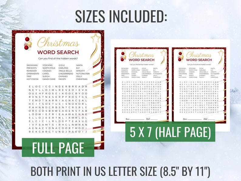 Christmas Word Search Puzzle Christmas Find A Word Christmas Holiday ...