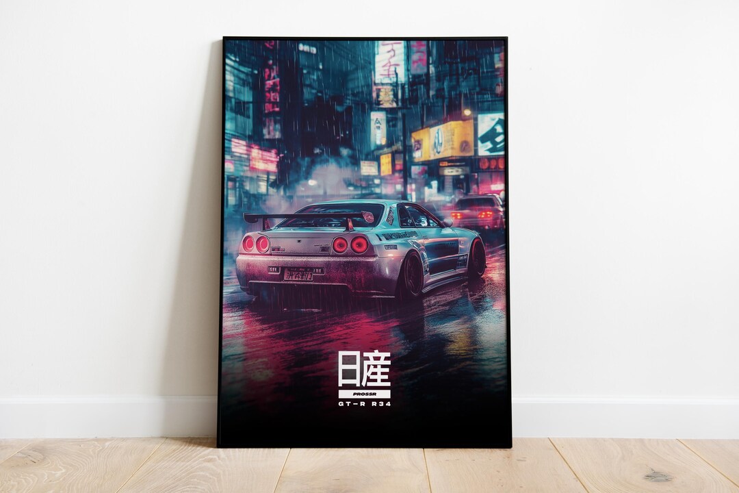 Nissan Skyline GT-R R34 Poster Japanese Street Racing Poster Print Cool ...