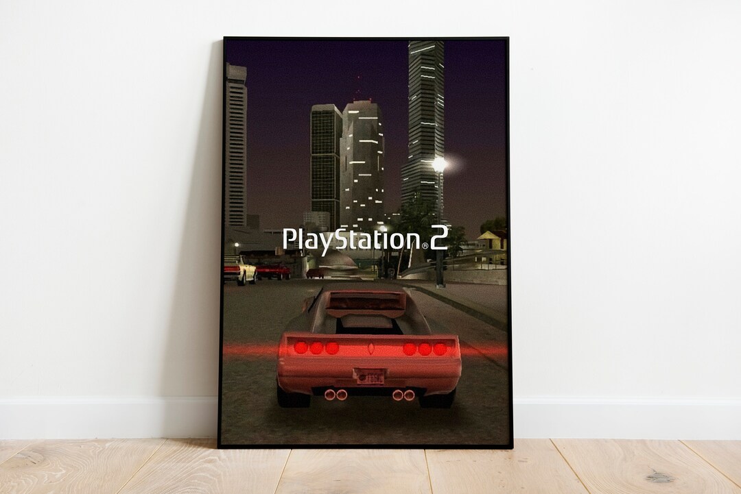 Playstation 2 GTA Vice City Poster PS2 Retro Grand Theft Auto Gaming A2 ...