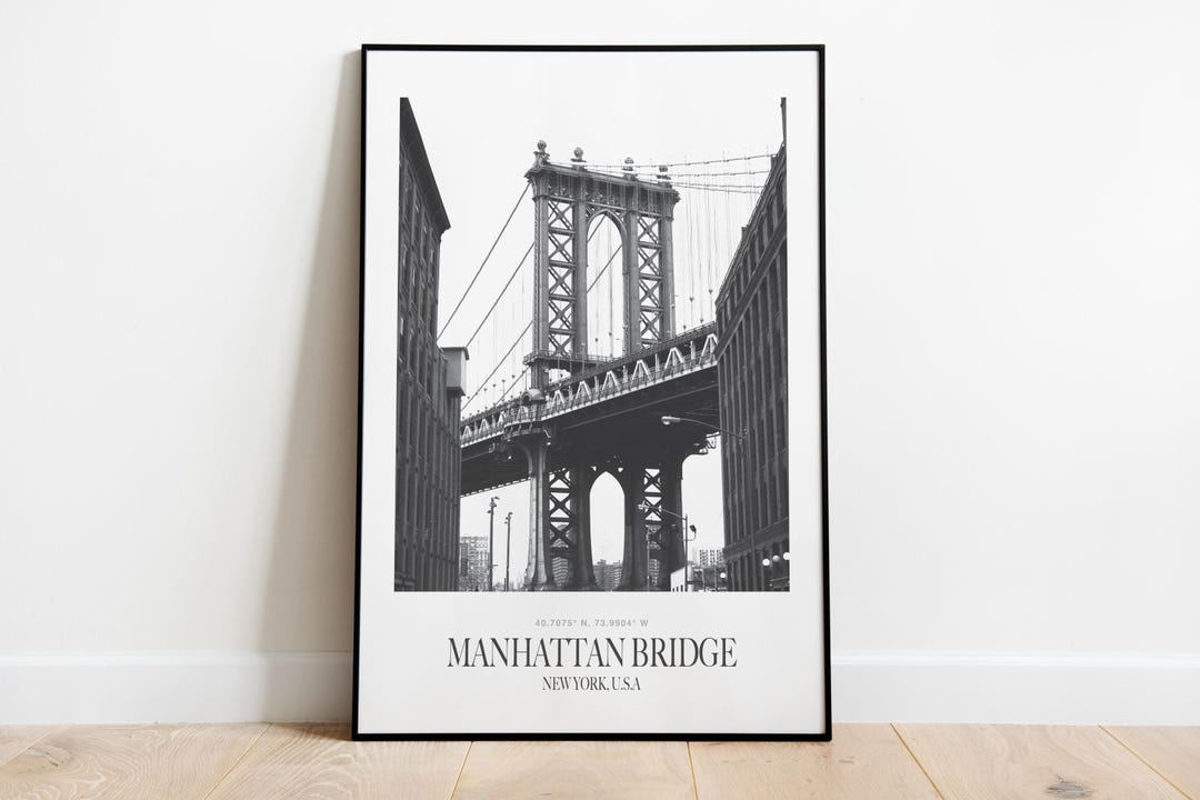 Manhattan Bridge Poster | New York City Architecture Print | A3 A2 A1 ...