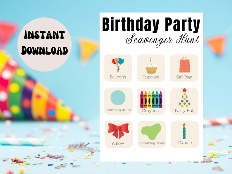Birthday Scavenger Hunt for Kids, Treasure Hunt for Children, Birthday ...