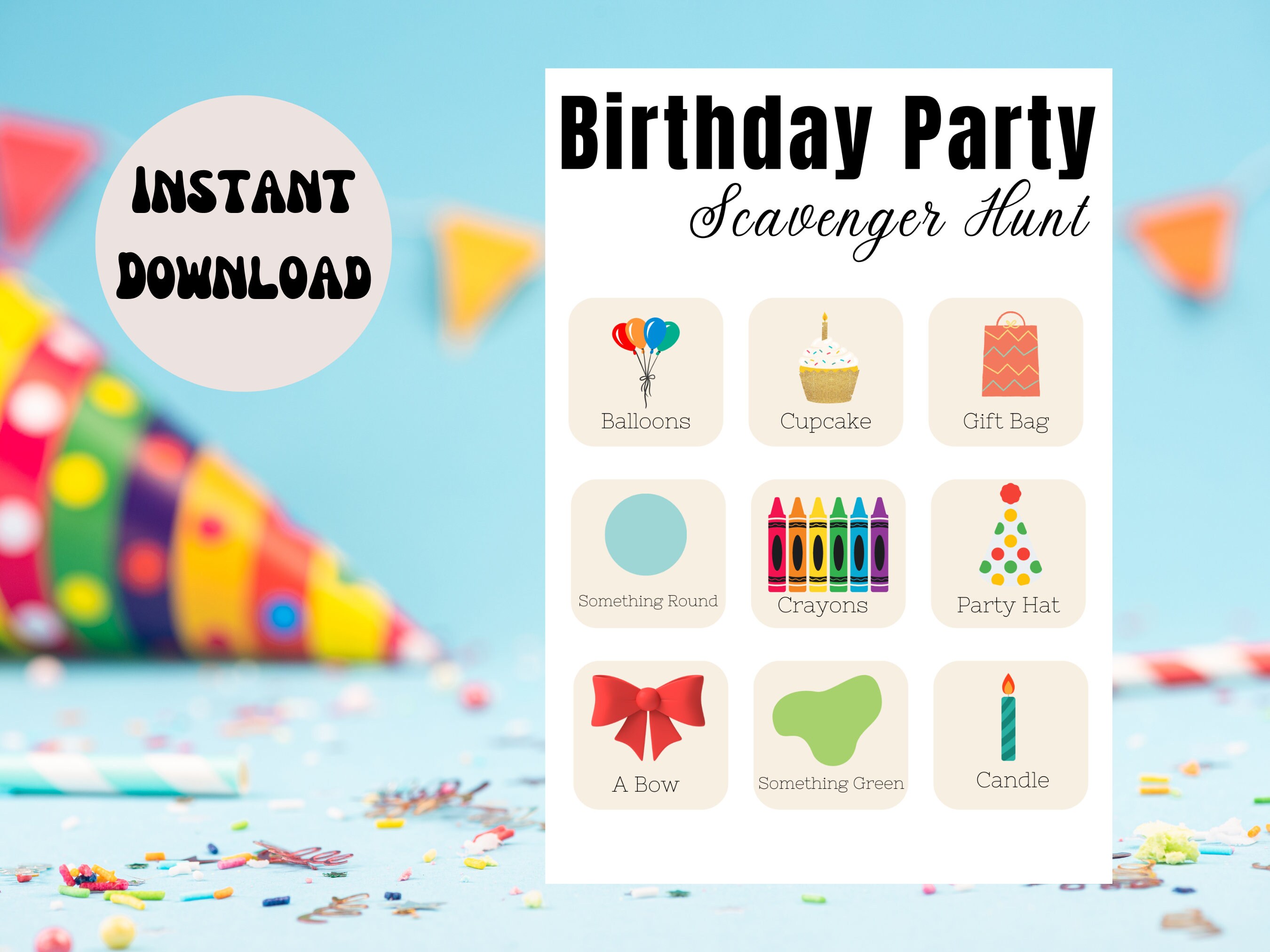 Birthday Scavenger Hunt for Kids, Treasure Hunt for Children, Birthday ...