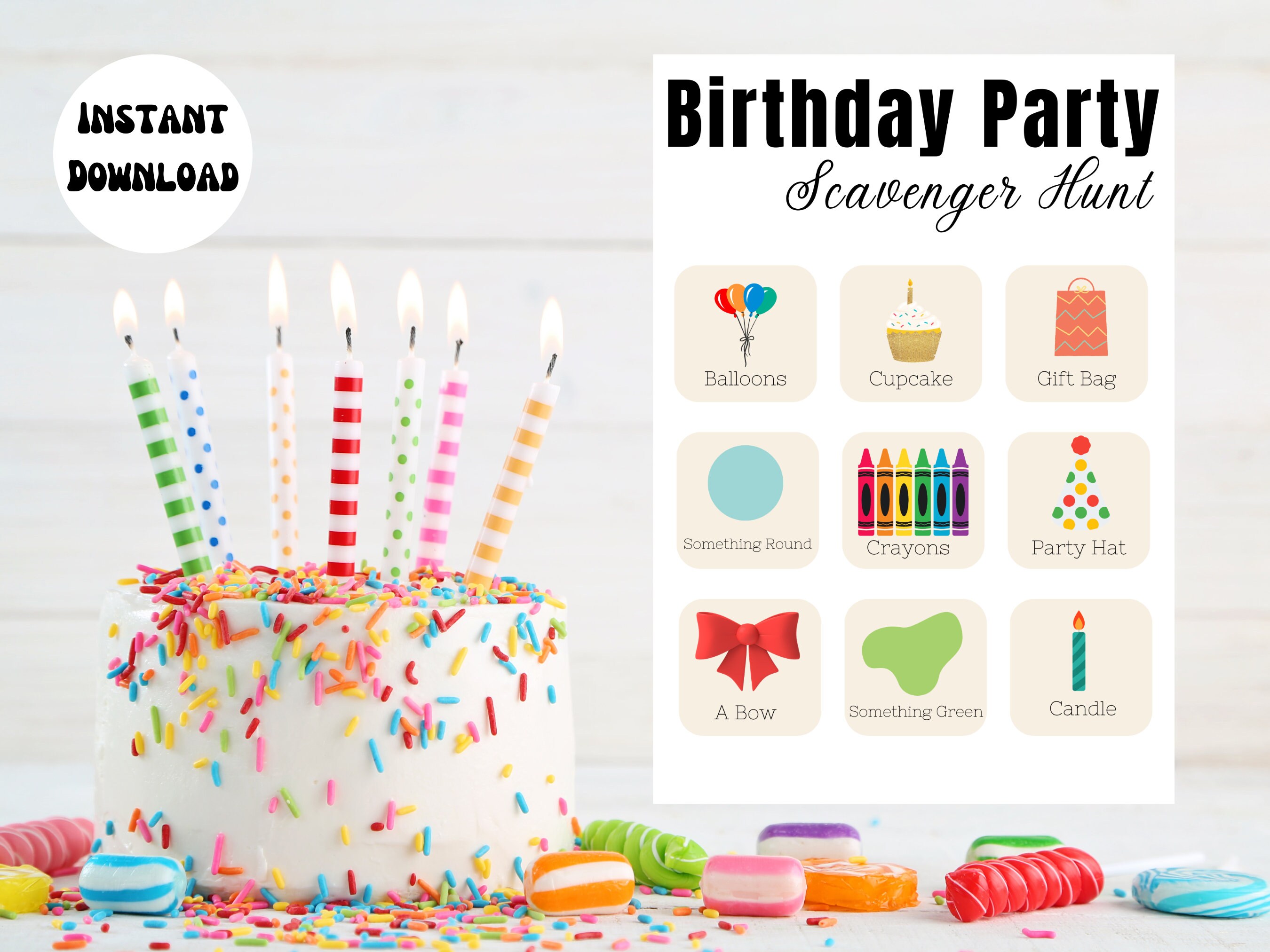 Birthday Scavenger Hunt for Kids, Treasure Hunt for Children, Birthday ...