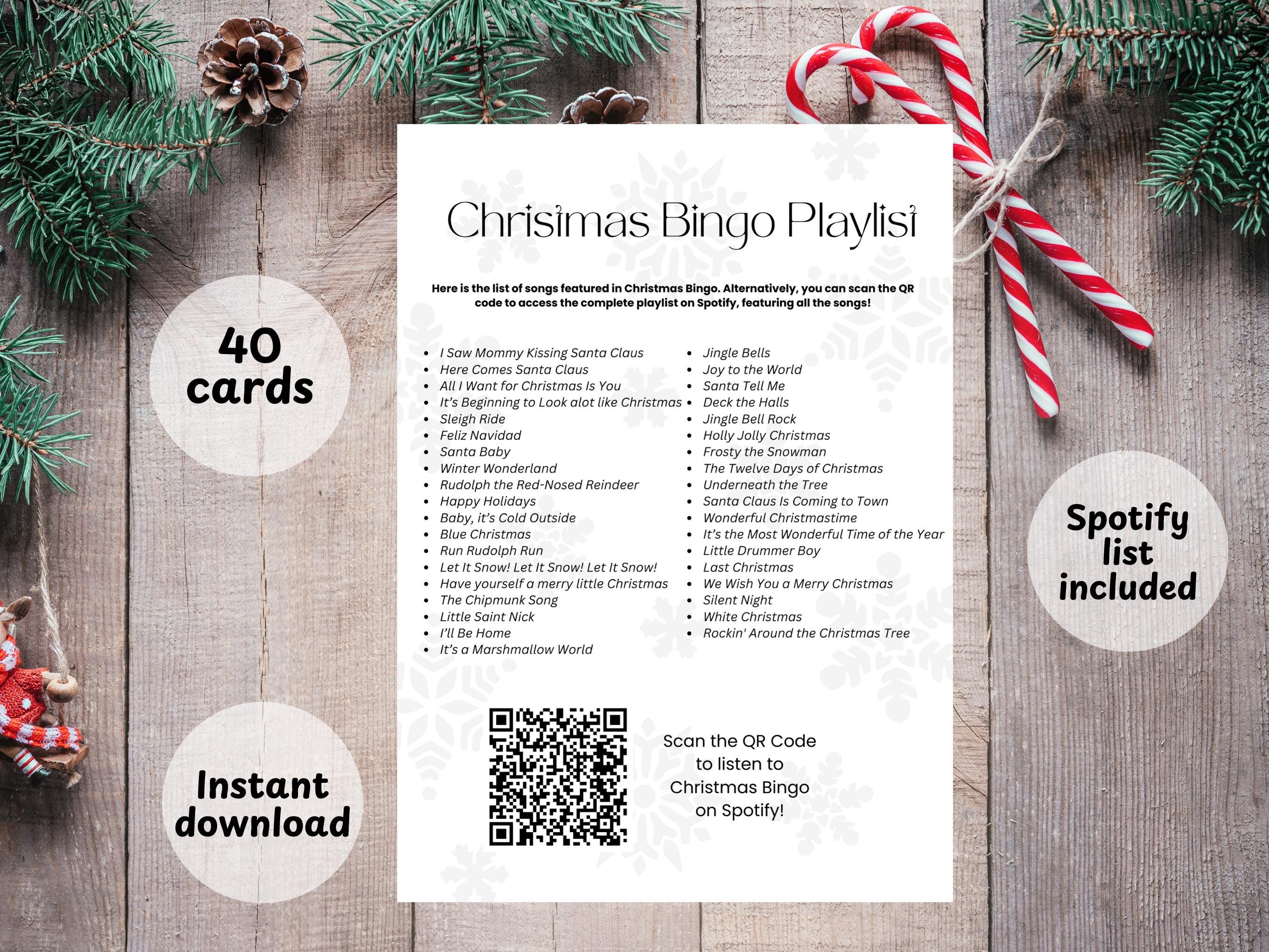 Christmas Songs Bingo, 40 Bingo Cards Based on Holiday Music - Etsy