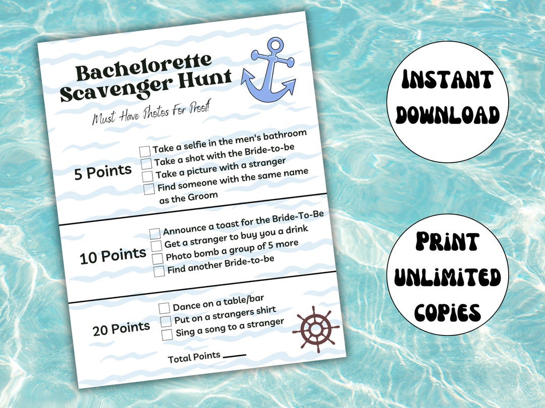 Nautical Bachelorette Scavenger Hunt - Etsy