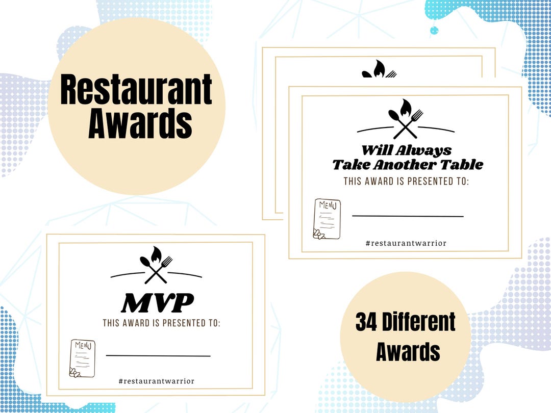34 Funny Work Awards , Restaurant Staff Awards, the Service Industry ...