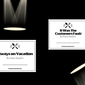 Funny Server Awards , Restaurant Staff Awards, the Service Industry - Etsy