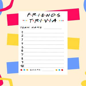 FRIENDS Show Trivia Template - Etsy