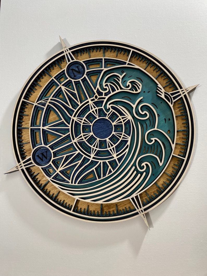 Wood Compass Sign | Laser Cut | Nautical Decor | Handmade - Etsy