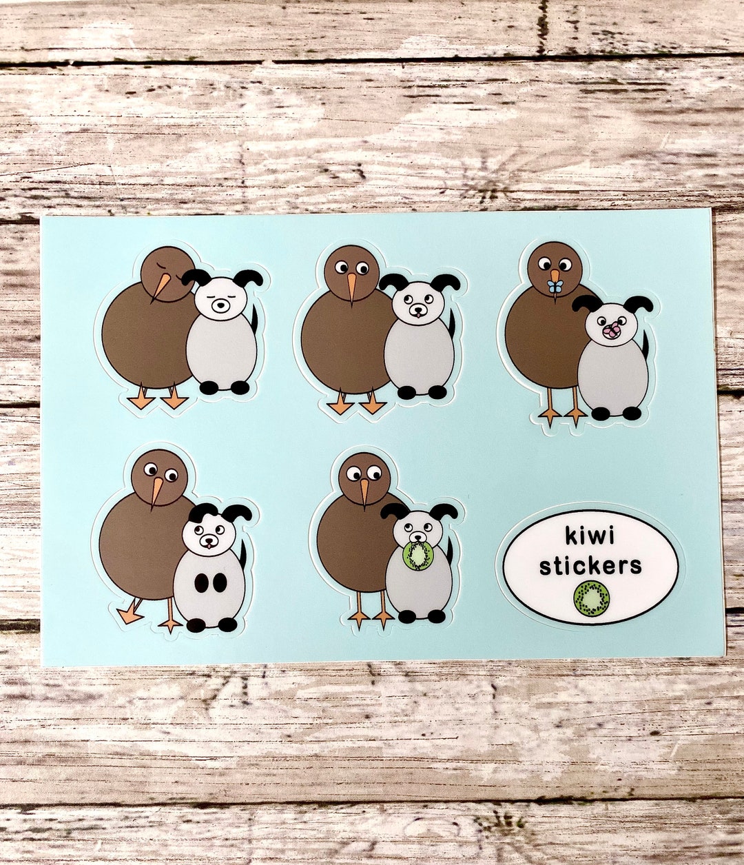 Kiwi and Friend Sticker Sheet Dog Sticker Kiwi Bird - Etsy