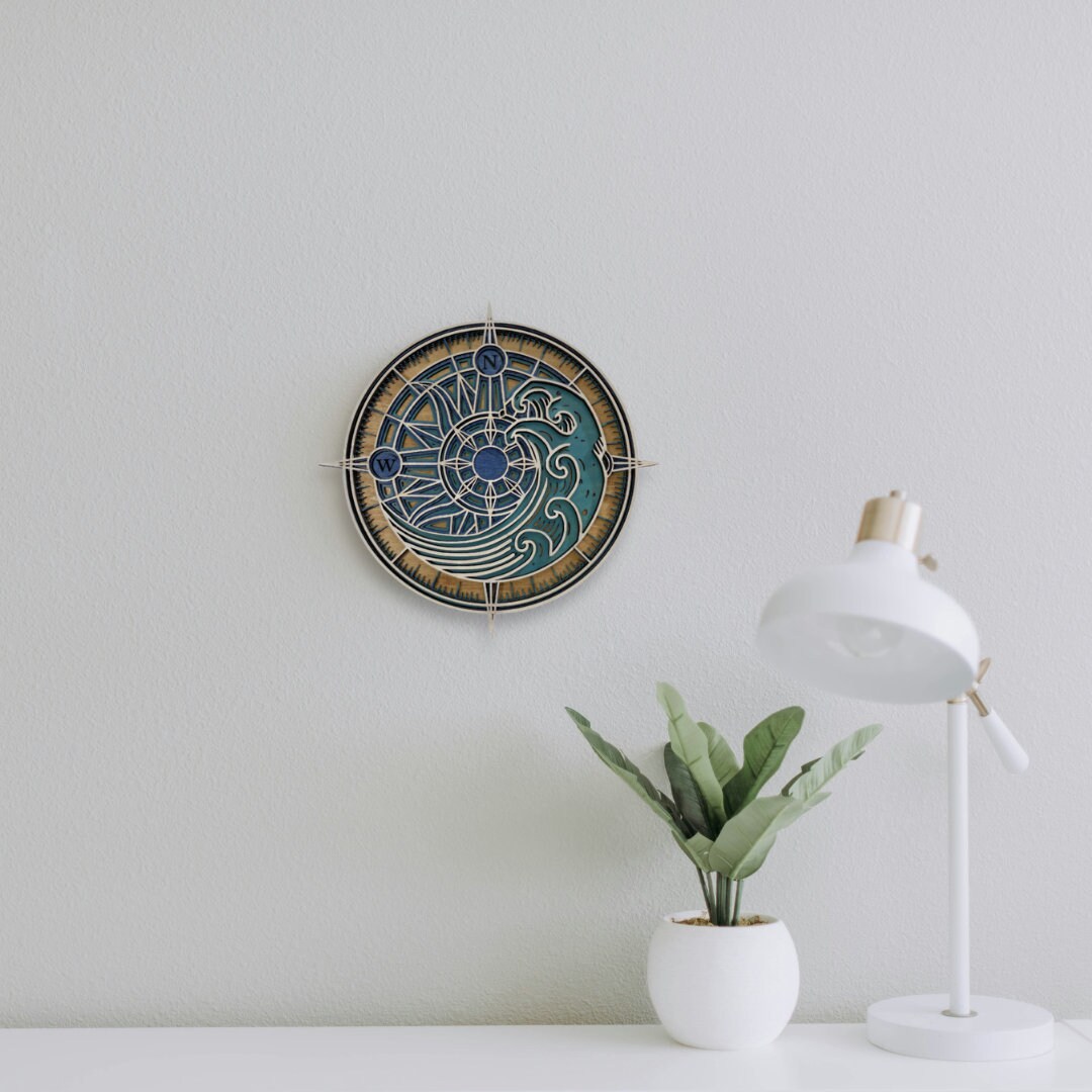 Wood Compass Sign | Laser Cut | Nautical Decor | Handmade - Etsy