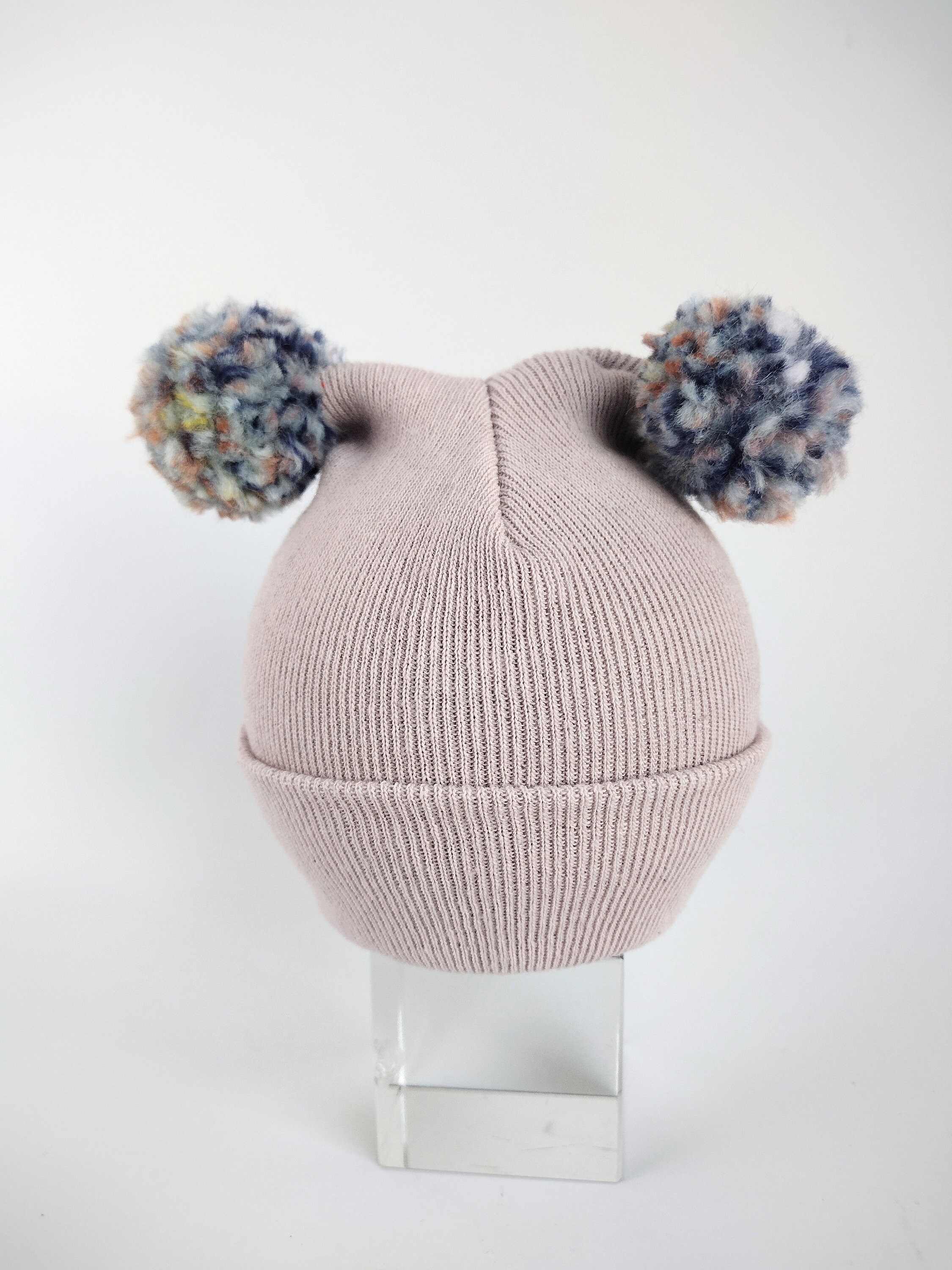 NEWBORN Blessed Lavendar Double Pompom Beanie With Rhinestones - Etsy