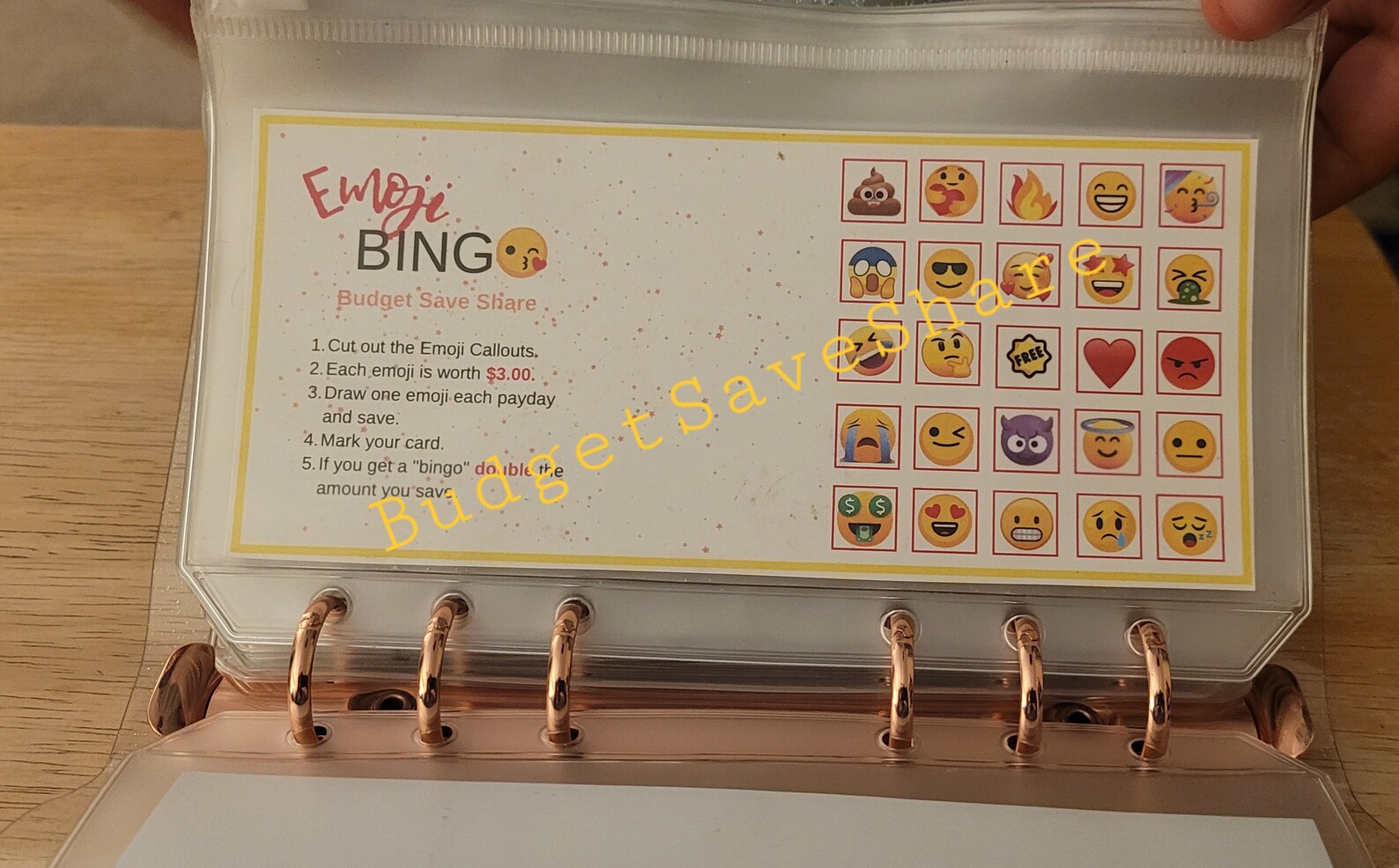 Emoji Bingo Savings Challenge Printable PDF A6 Cash Envelope Insert ...