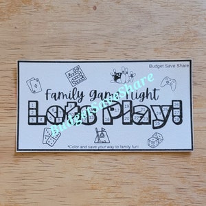 Family Game Night Savings Challenge Printable PDF A7 Cash Envelope ...