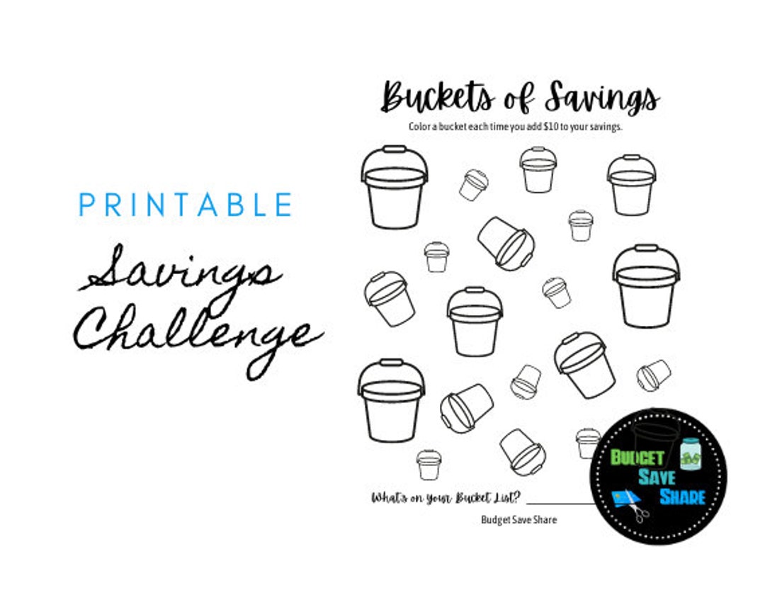 Buckets of Savings | Printable PDF | Savings Challenge - Etsy