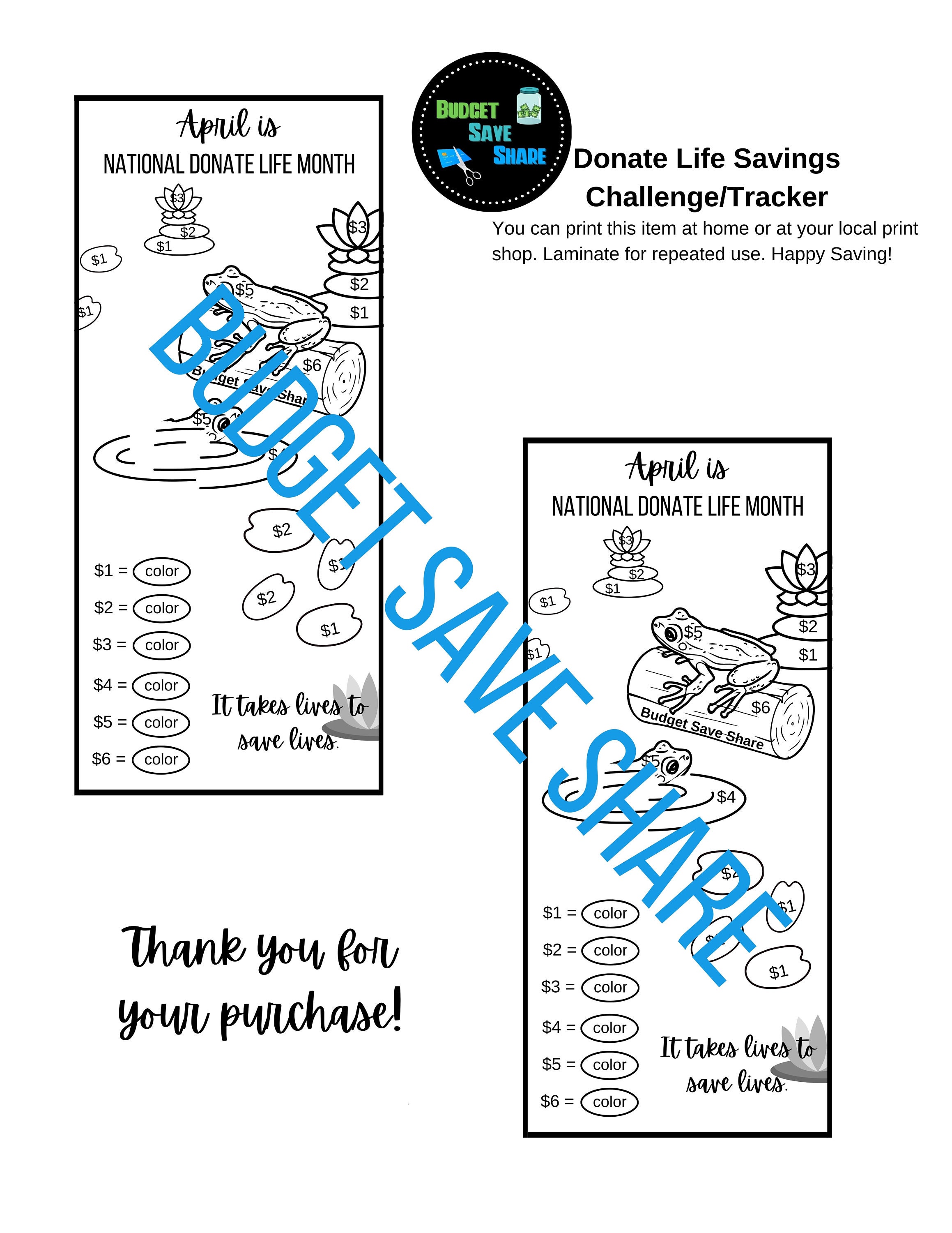 Donate Life Savings Challenge Help Hope Live Fundraising - Etsy