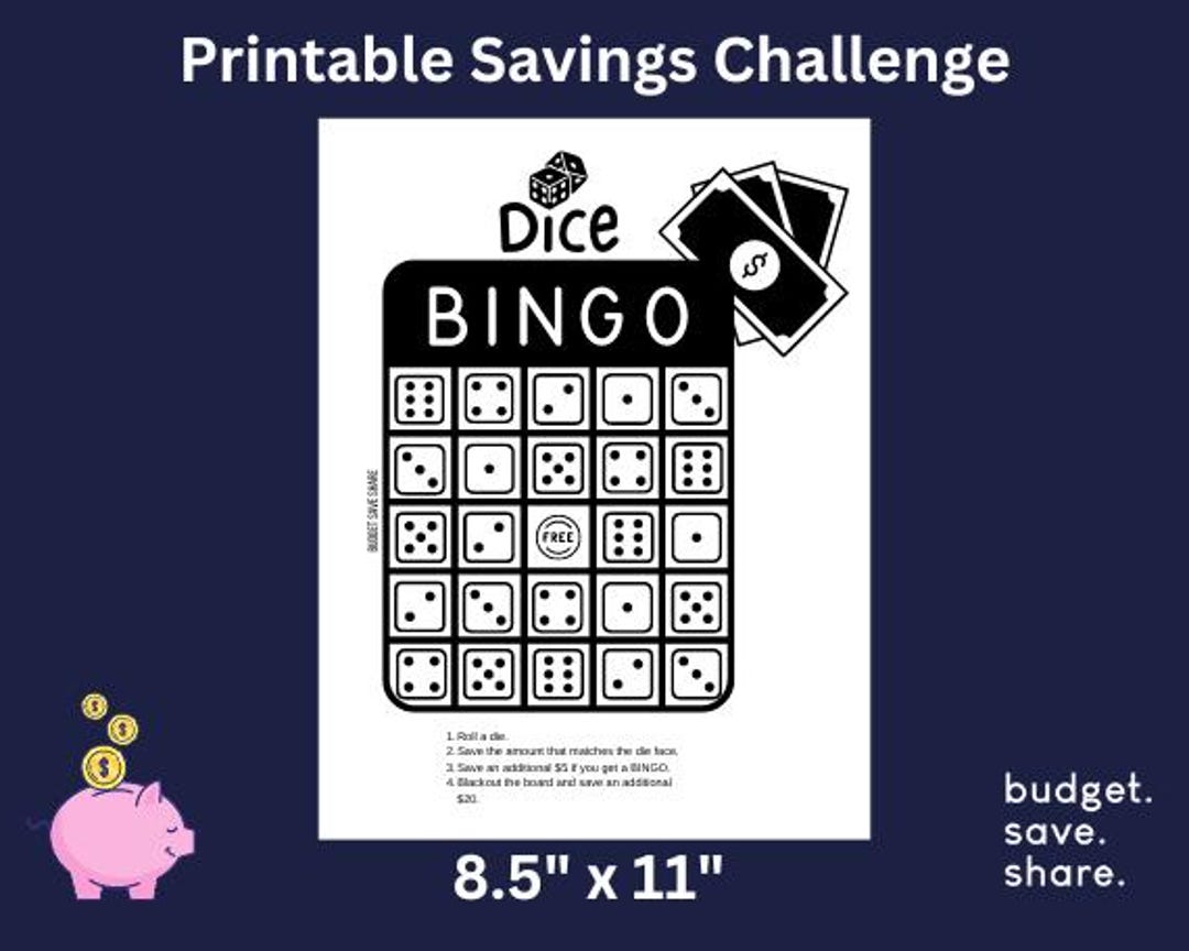 Dice BINGO | Savings Challenge | Printable PDF | Sinking Funds - Etsy