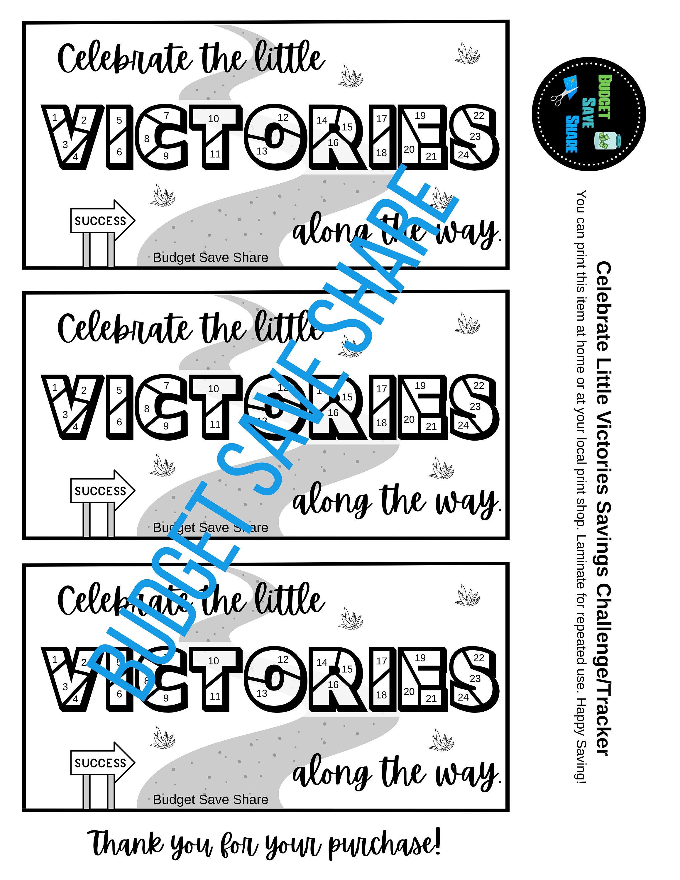 Celebrate Little Victories Savings Challenge/tracker Printable PDF A6 ...