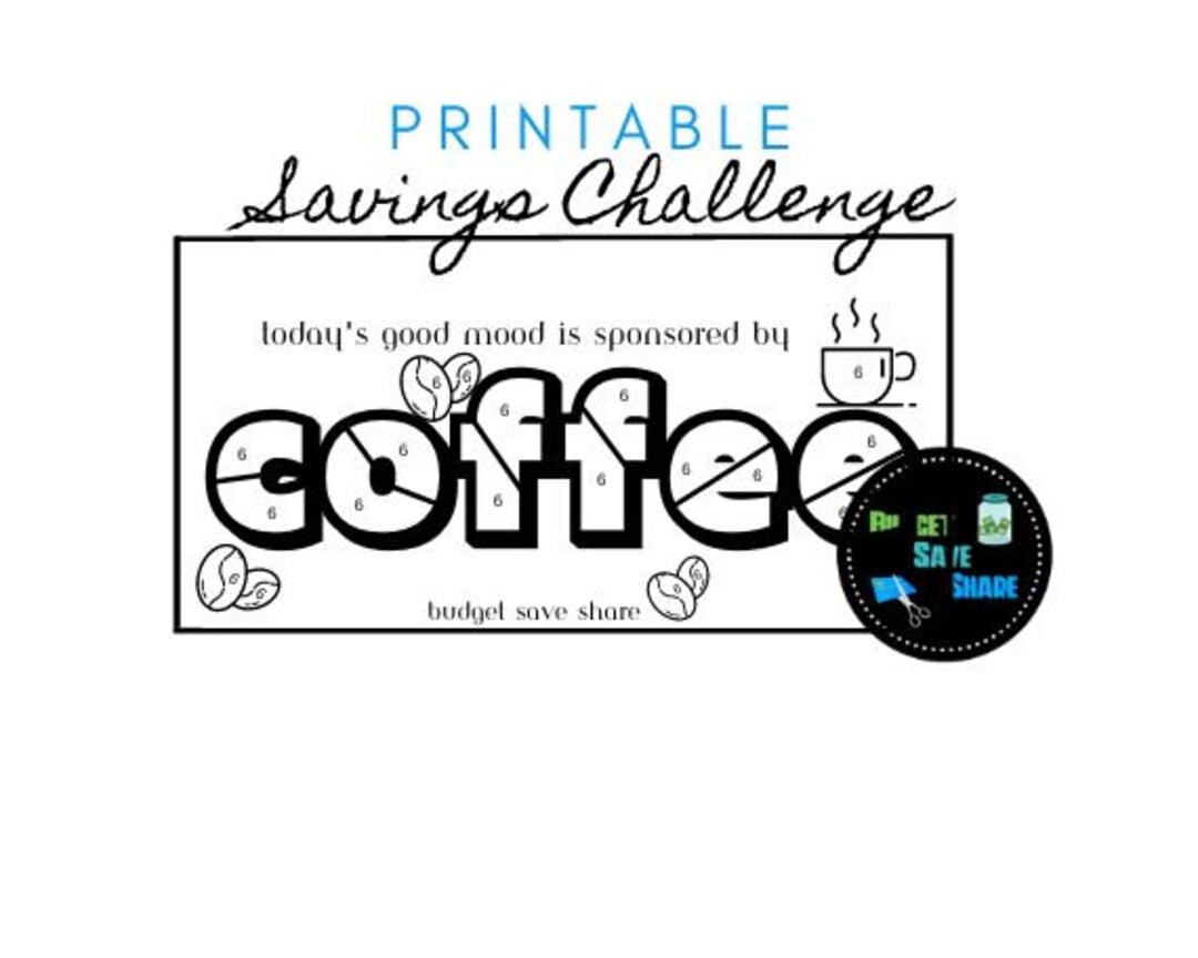 Coffee Savings Challenge Printable PDF A6 Cash Envelope Insert - Etsy