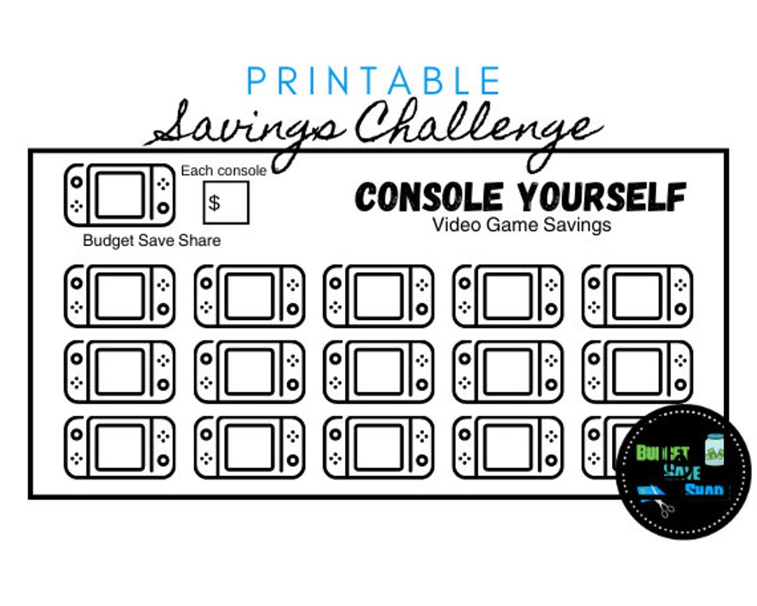 Console Yourself Video Game Savings Printable PDF A6 Cash Envelope ...