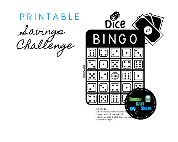 Dice BINGO Savings Challenge Printable PDF Sinking Funds - Etsy