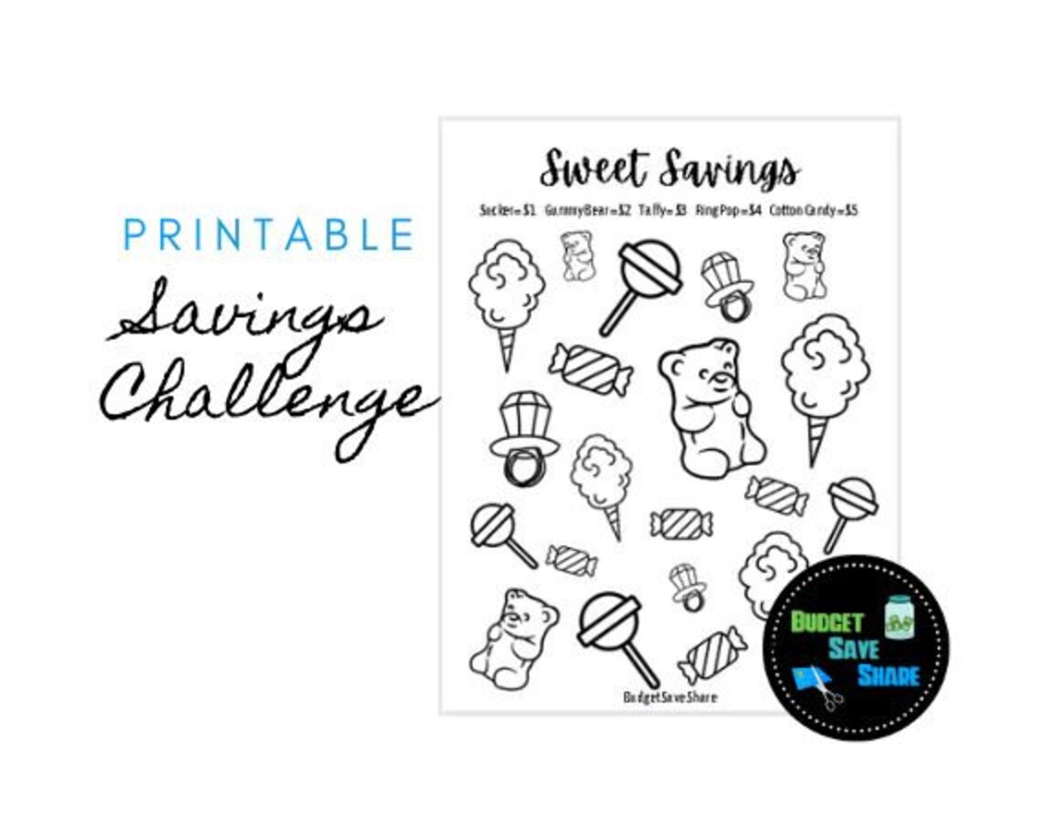 Sweet Savings Printable PDF Savings Challenge - Etsy