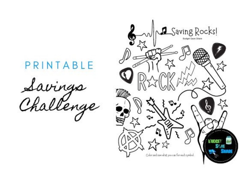 Saving Rocks Savings Challenge Printable PDF Color and Save Sinking ...