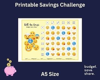 Emoji Bingo Savings Challenge Printable PDF A6 Cash Envelope Insert ...