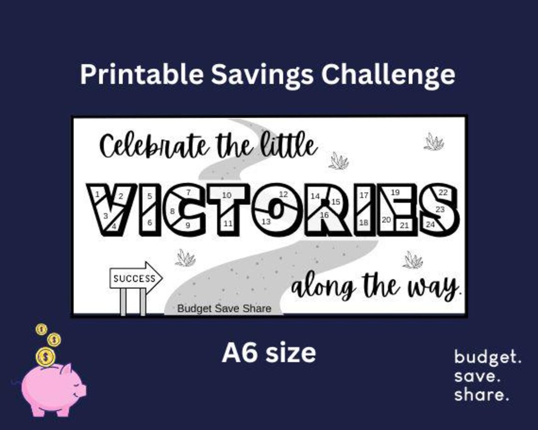 Celebrate Little Victories Savings Challenge/tracker Printable PDF A6 ...