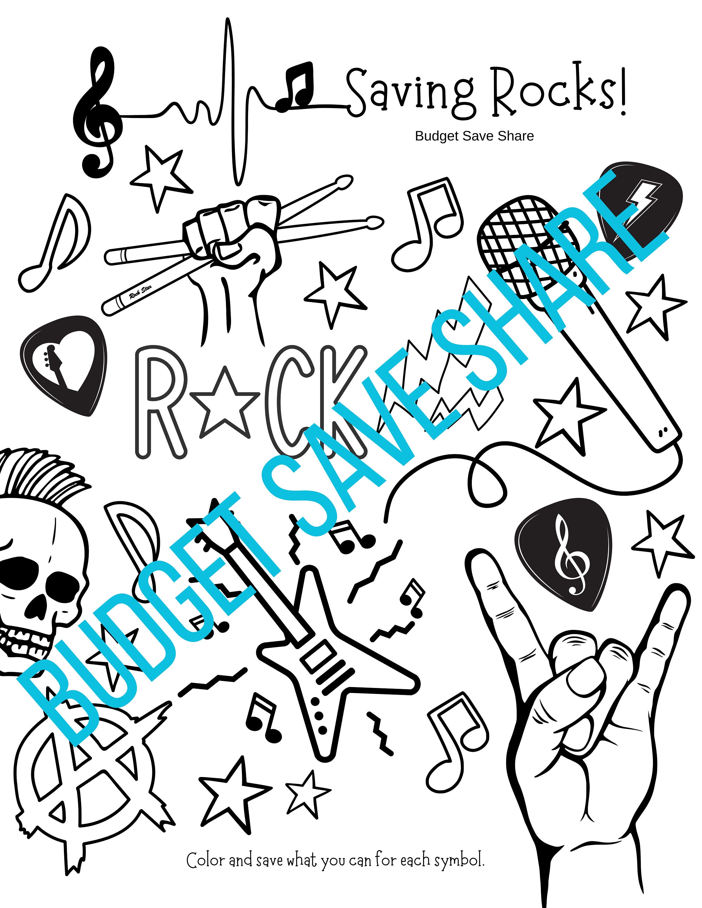 Saving Rocks Savings Challenge Printable PDF Color and Save Sinking ...