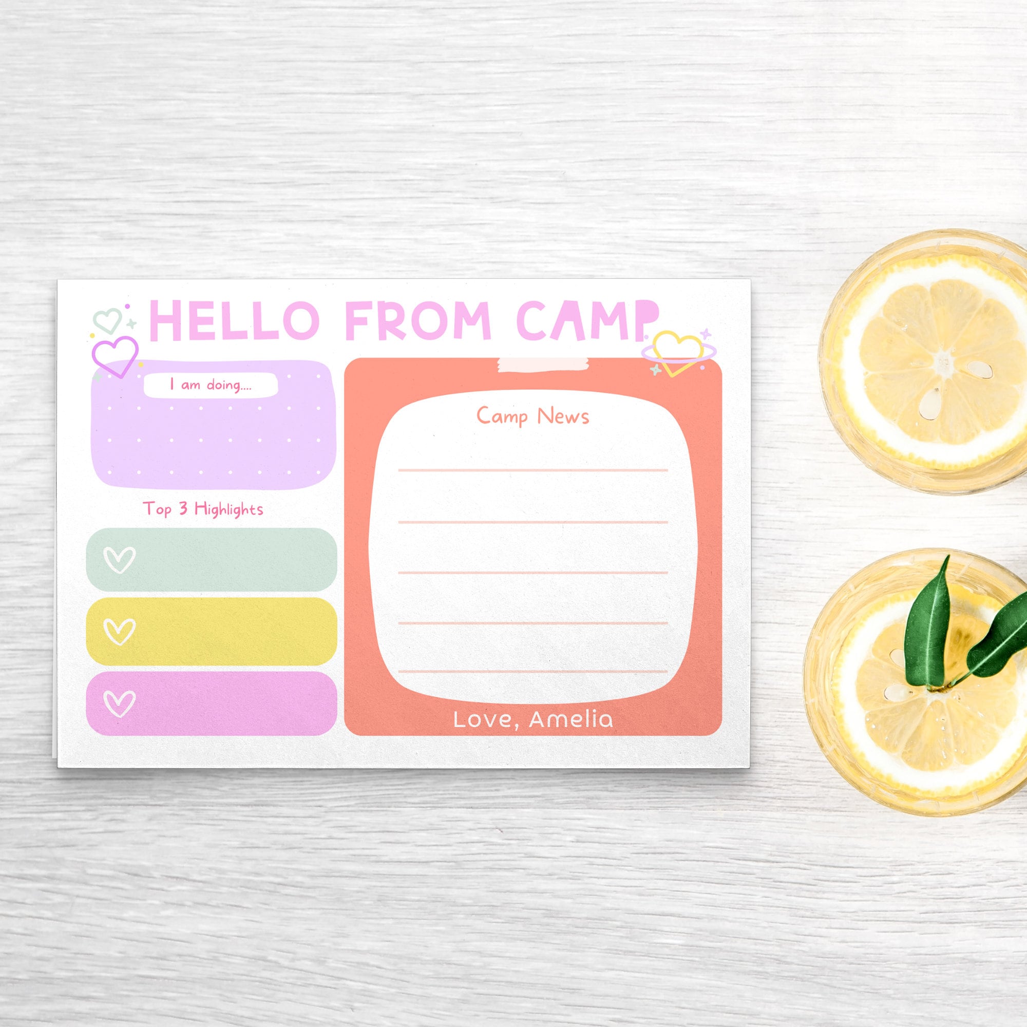 Personalized Camp Stationery Set for Girls | Summer Camp Notecards | Personalized Stationery ...