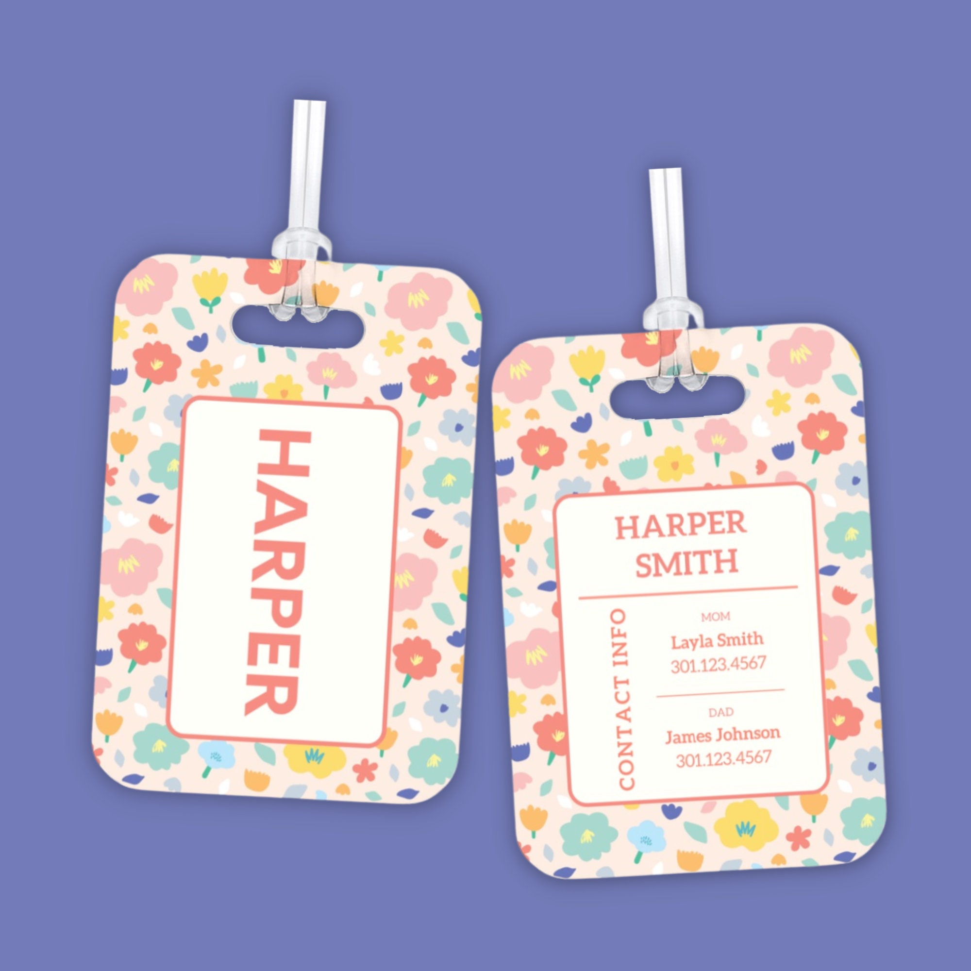 Personalized Girl Bag Tag for Backpack and Diaper Bag Custom Monogram ...