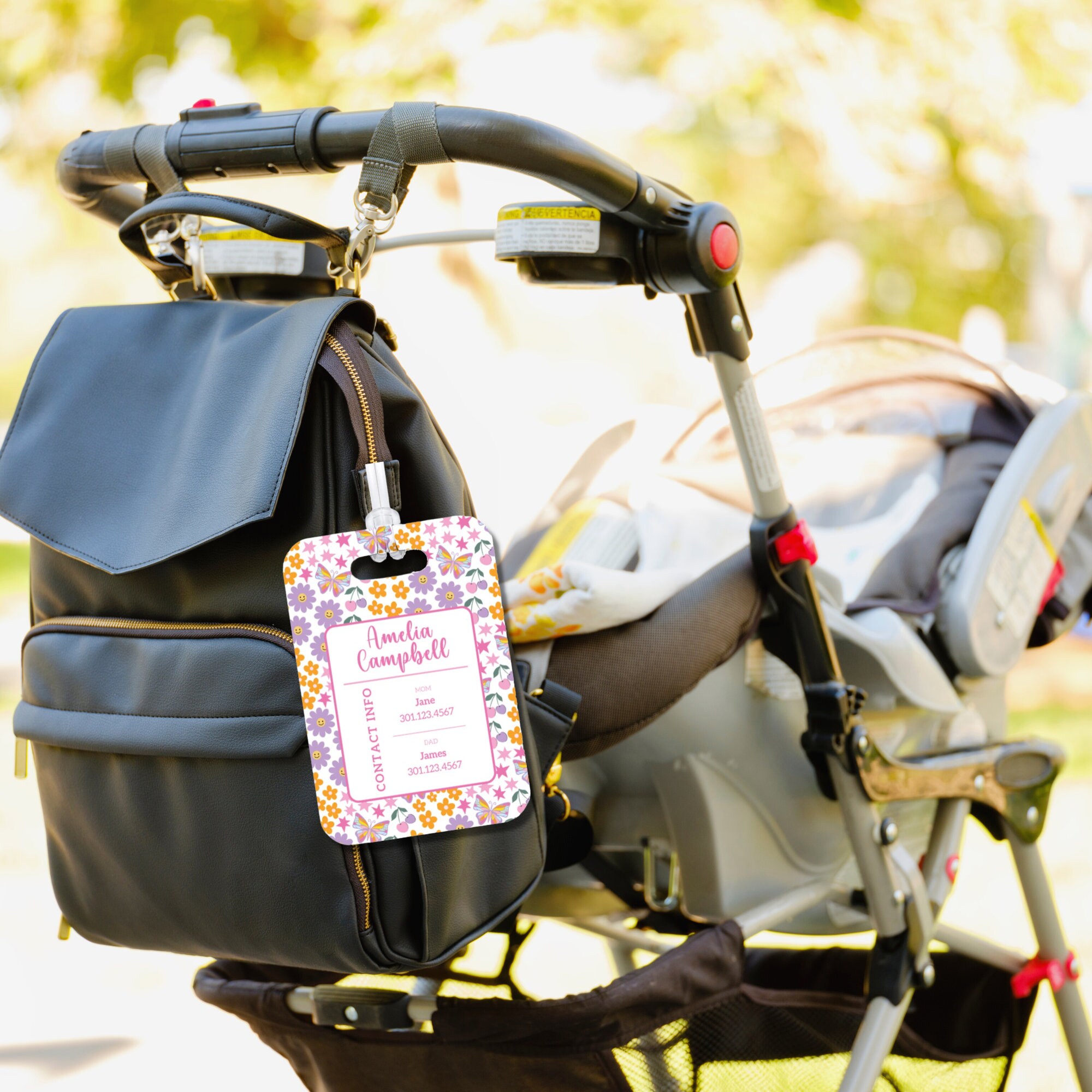 Personalized Kids Bag Tag for Back to School | Girl Floral Name Tag for ...