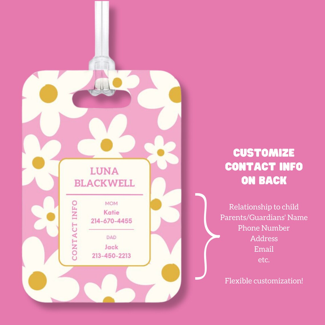 Personalized Diaper Bag Tag for Daycare, Custom Luggage Tag for Kids ...