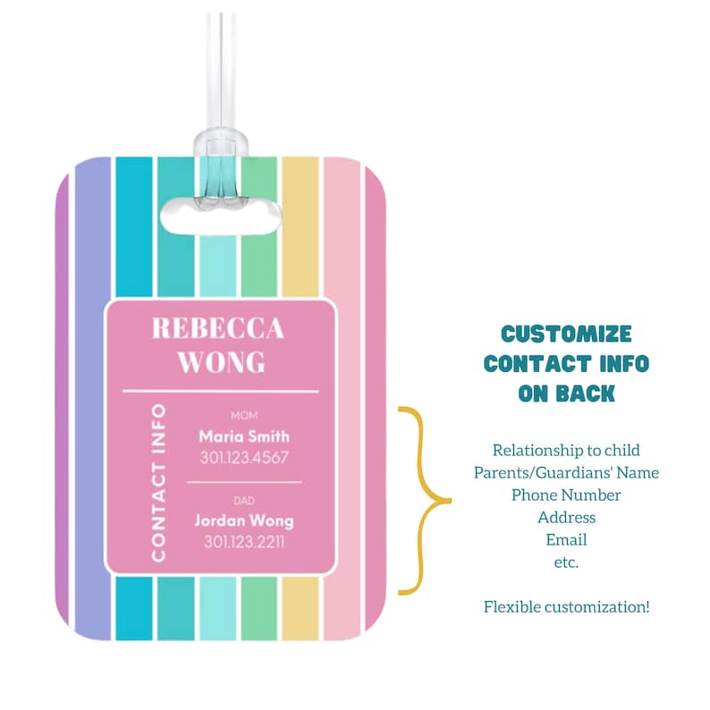 Personalized Kids Bag Tag for Back to School | Name Tag for Backpack ...