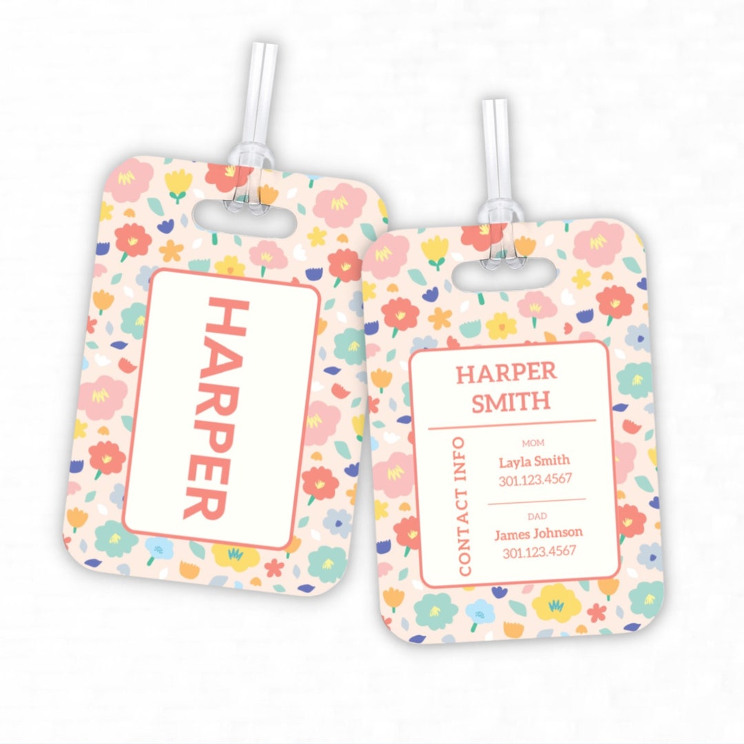 Personalized Girl Bag Tag for Backpack and Diaper Bag | Custom Monogram ...