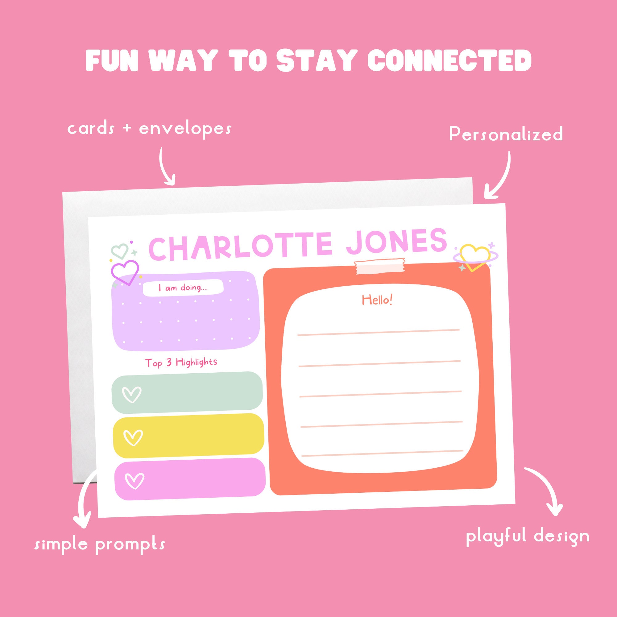 Personalized Stationery Set for Girls Personalized Notecards With ...