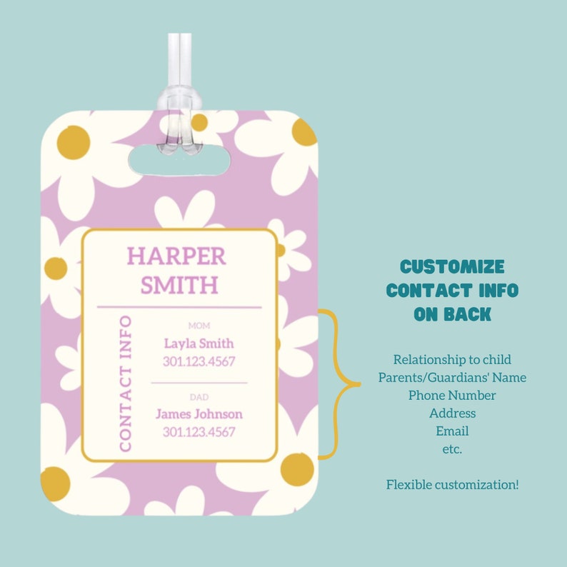 Personalized Kids Bag Tag for School Bag or Summer Camp Bag. Diaper Bag ...