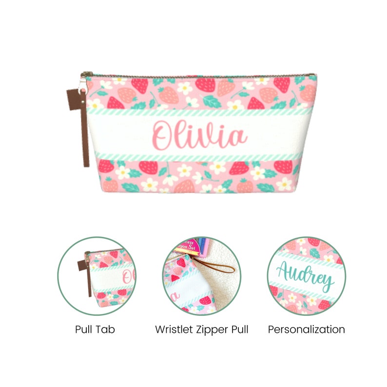 Personalized Pouch for Girls Custom Makeup Bag School Supplies Bag ...