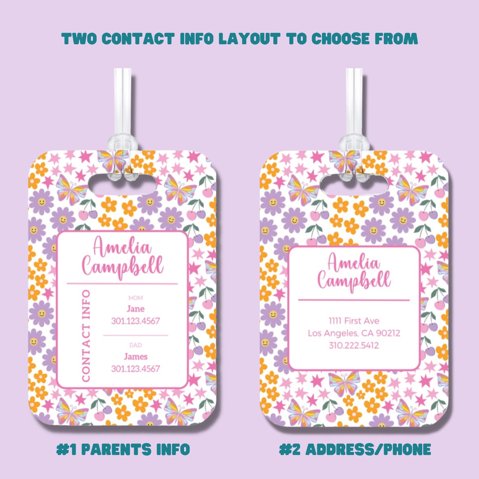 Personalized Kids Bag Tag for Back to School | Girl Floral Name Tag for ...