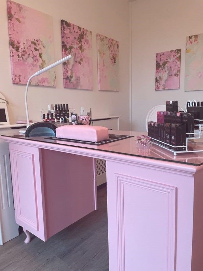 Medium Manicure Desk With Moulded Panel Front - Supplied With Glass Top ...